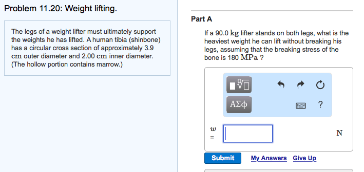 Solved Problem 11.20: Weight lifting. Part A The legs of a | Chegg.com