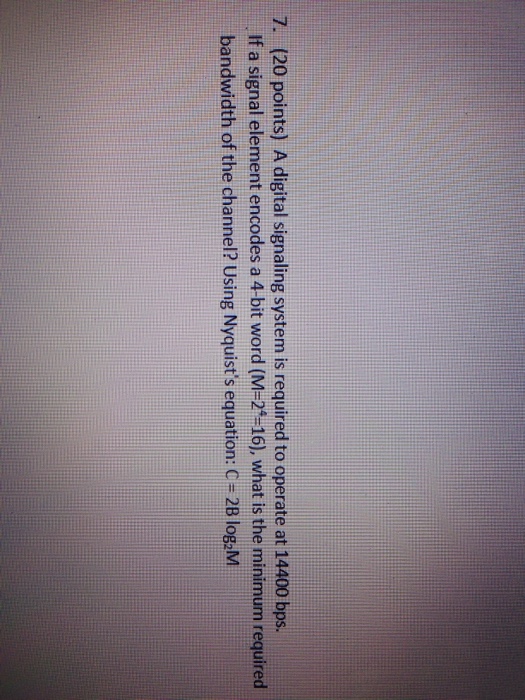 Solved A digital signaling system is required to operate at | Chegg.com