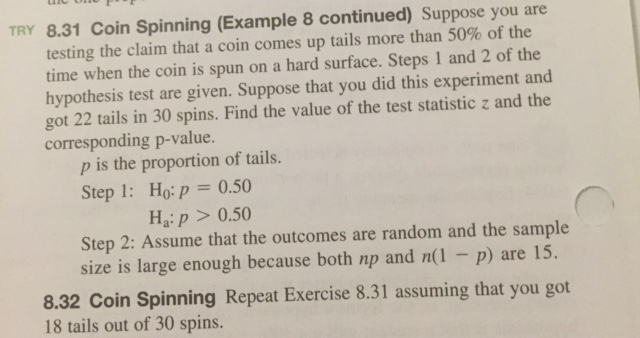 Solved Coin Spinning (Example 8 continued) Suppose you are | Chegg.com