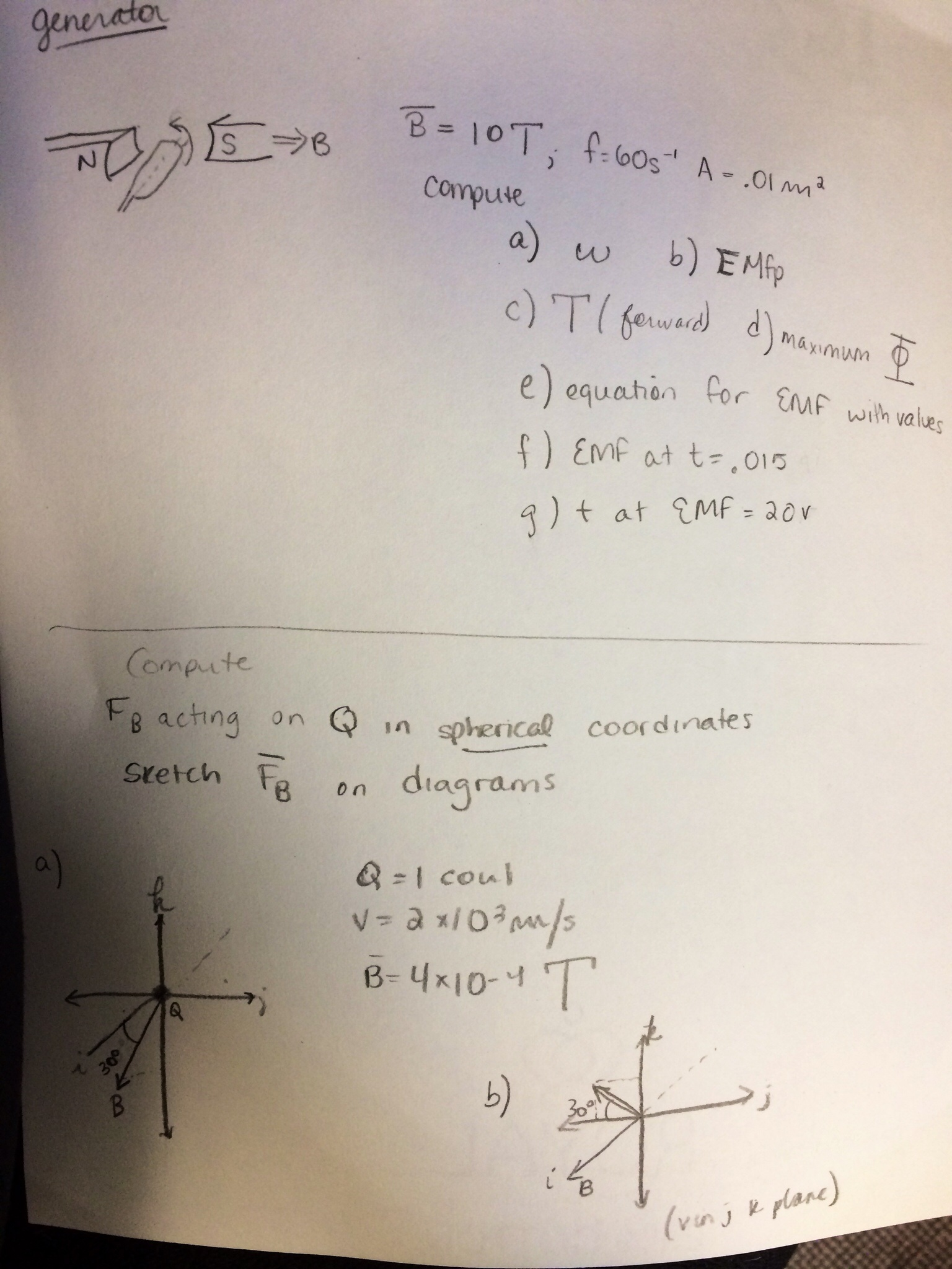 Solved Physics generator and force planes B- = 10T, f = | Chegg.com