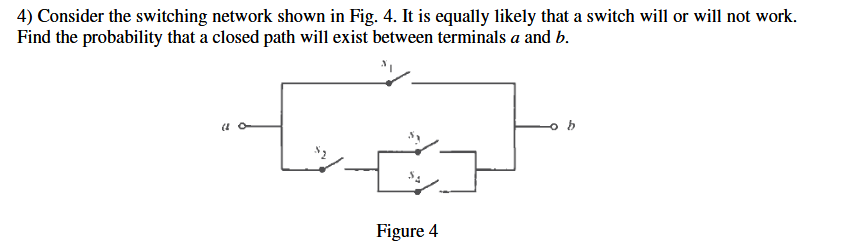 Solved 4) Consider the switching network shown in Fig. 4. It | Chegg.com