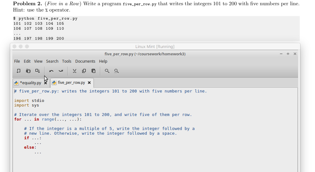 Solved Problem 2. (Five in a Row) Write a program five | Chegg.com