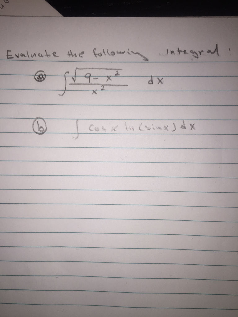 Solved Evaluate the following integral (a) integral | Chegg.com