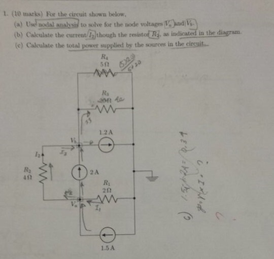 Solved For the circuit shown below. Use nodal analysis to | Chegg.com