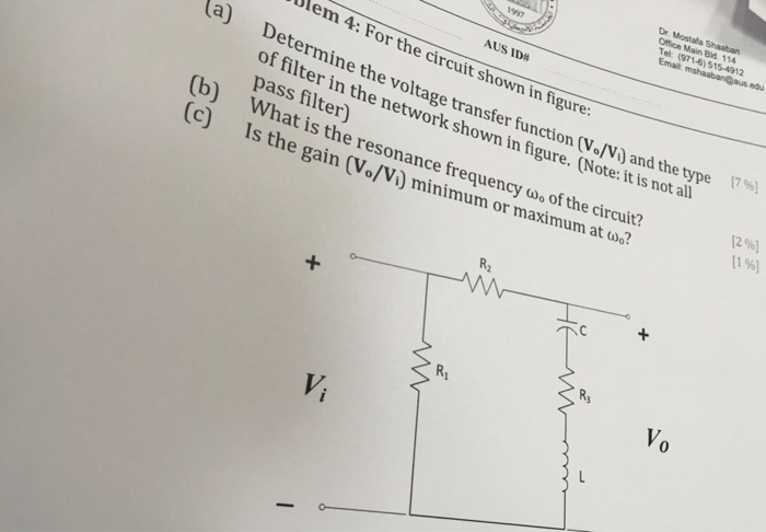 Solved For the circuit shown in figure: Determine the | Chegg.com