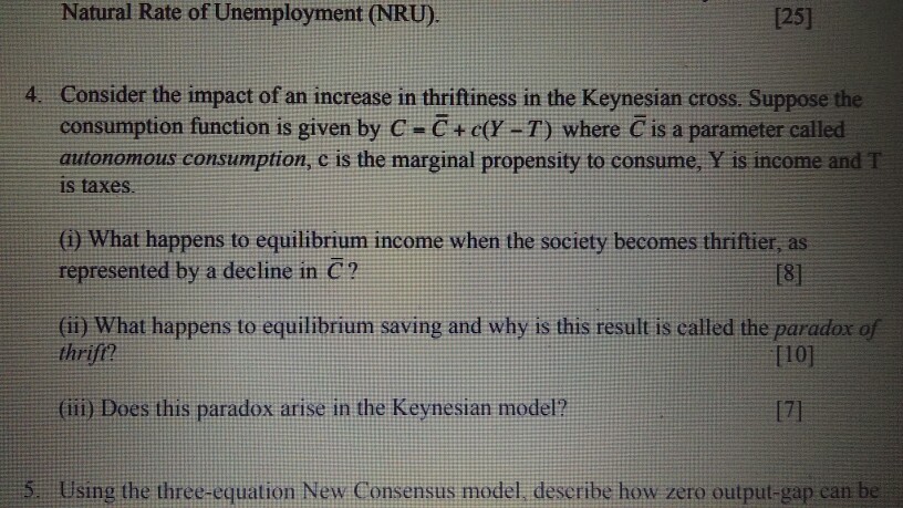 Solved Natural Rate of Unemployment (NRU) [25] 4 Consider | Chegg.com