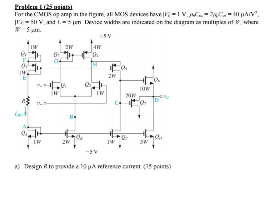 Solved For the CMOS op amp in the figure, all MOS devices | Chegg.com
