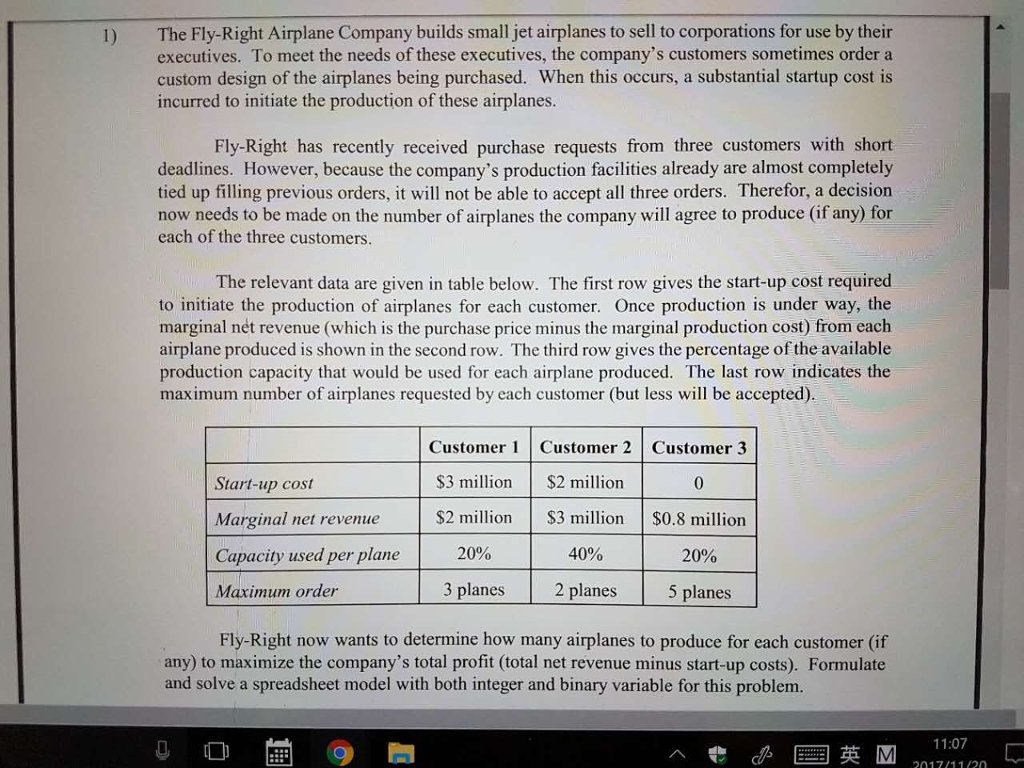 Solved The Fly-Right Airplane Company builds small jet | Chegg.com