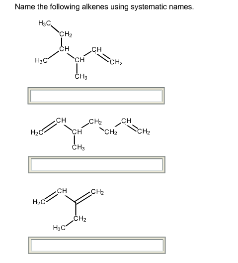 Solved Name the following alkenes using systematic names. | Chegg.com