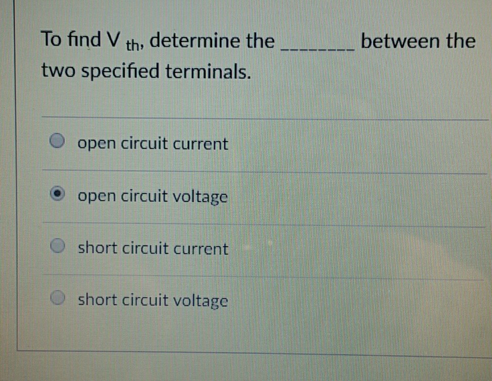 Solved To find V th, determine the two specified terminals | Chegg.com