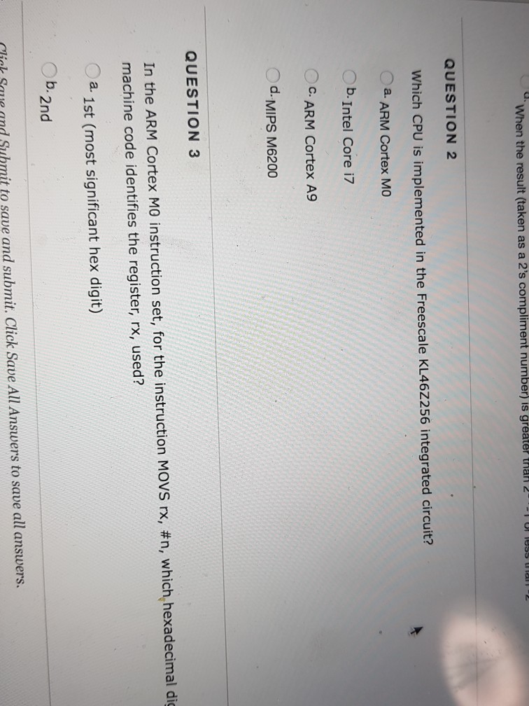 Solved When the result (taken as a 2's compliment number) is | Chegg.com