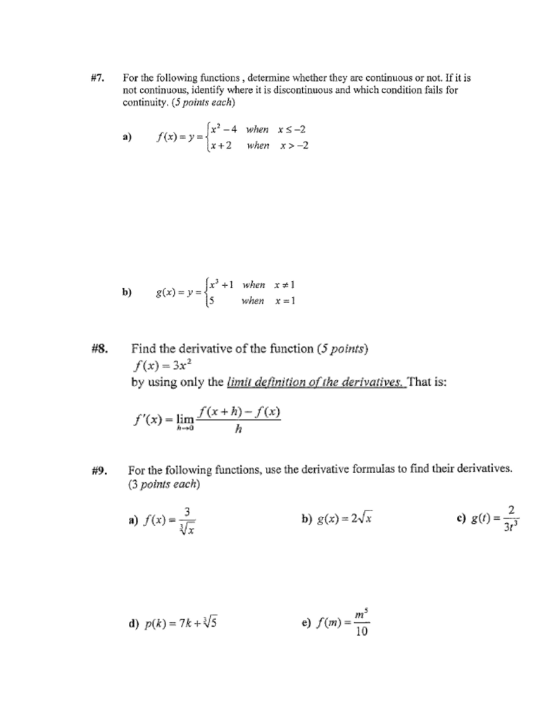 Solved #7. For the following functions, determine whether | Chegg.com