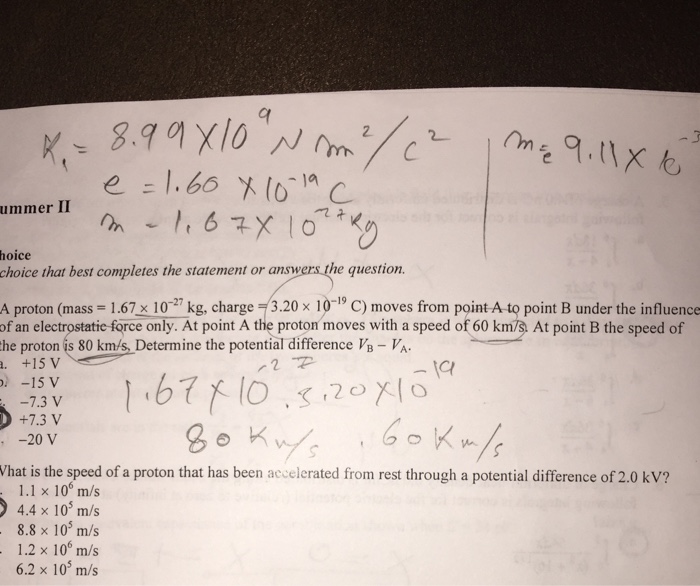 Solved A proton (mass = 1.67 times 10^-27) kg, charge = 3.20 | Chegg.com