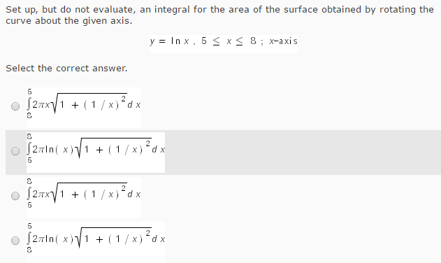Solved Set up, but do not evaluate, an integral for the area | Chegg.com