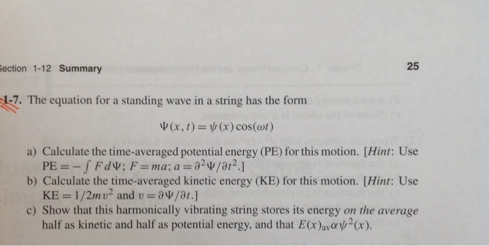 Solved The equation for a standing wave in a string has the | Chegg.com