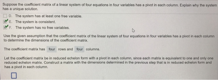 Solved Suppose the coefficient matrix of a linear system of | Chegg.com