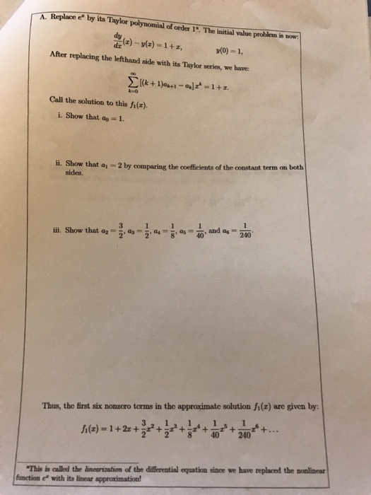 Solved Taylor Series Problem | Chegg.com