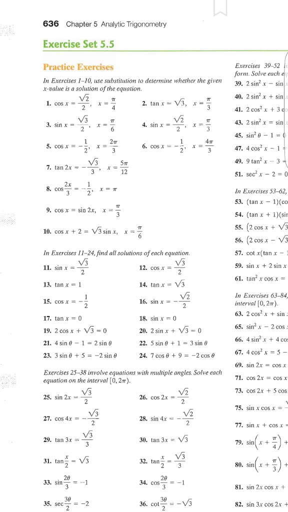 Solved 636 Chapter 5 Analytic Trigonometry Exercise Set 5.5 | Chegg.com