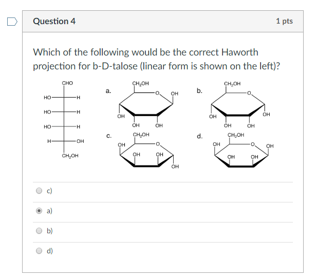 Solved Which of the following would be the correct Haworth | Chegg.com