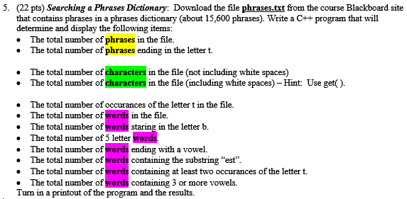 Solved Download the file phrases.txt from the course | Chegg.com