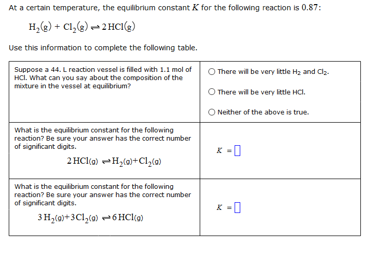 Solved At a certain temperature, the equilibrium constant K | Chegg.com