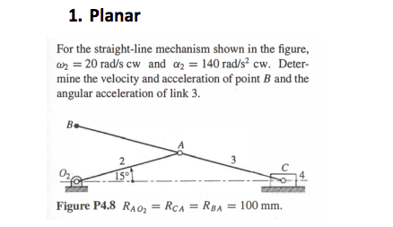 Solved 1. Planar For the straight-line mechanism shown in | Chegg.com