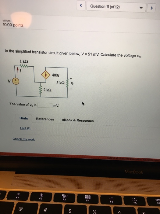 In the simplified transistor circuit given below, V = | Chegg.com