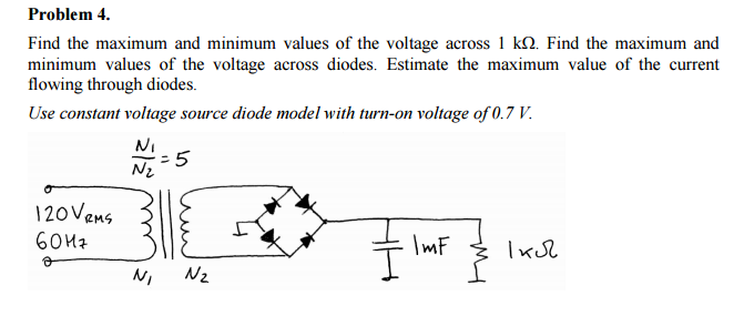 Solved Find the maximum and minimum values of the voltage | Chegg.com