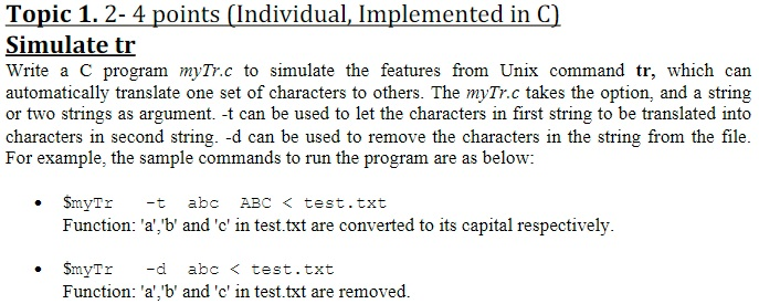 Solved Topic 1. 2- 4 points (Individual,Implemented in C) | Chegg.com