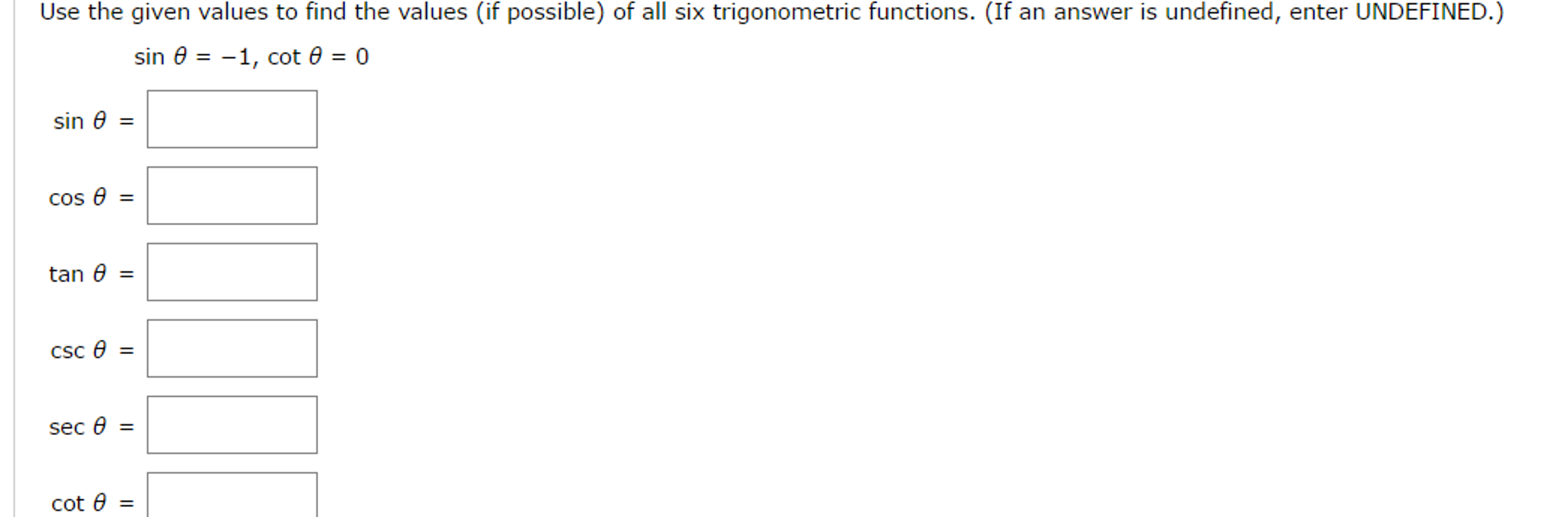 Solved Use the given values to find the values (if possible) | Chegg.com