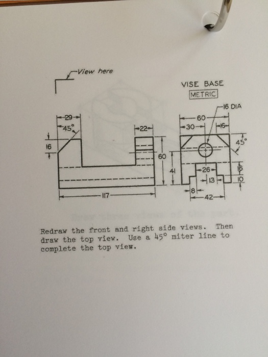 Solved Redraw the front and right side views. Then draw | Chegg.com