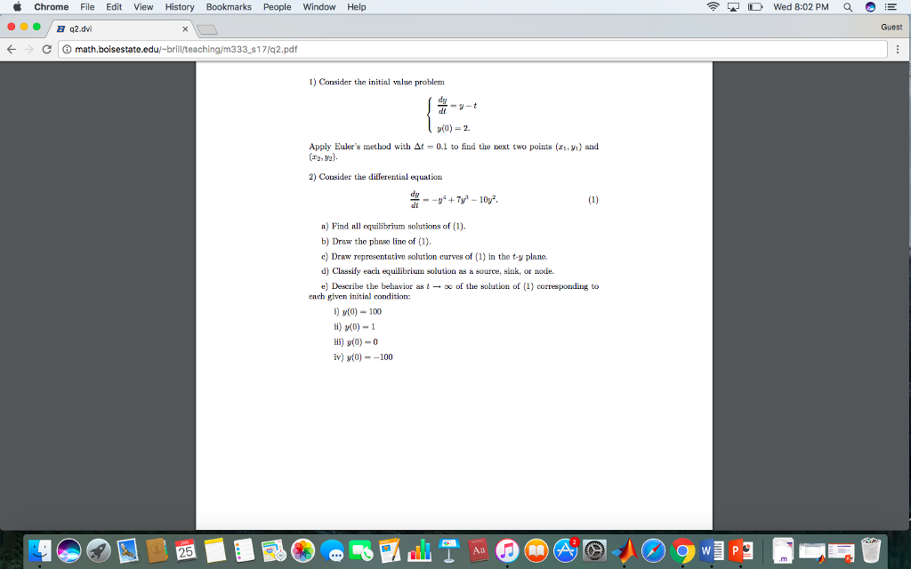 Solved Consider the initial value problem {dy/dt = y-t | Chegg.com