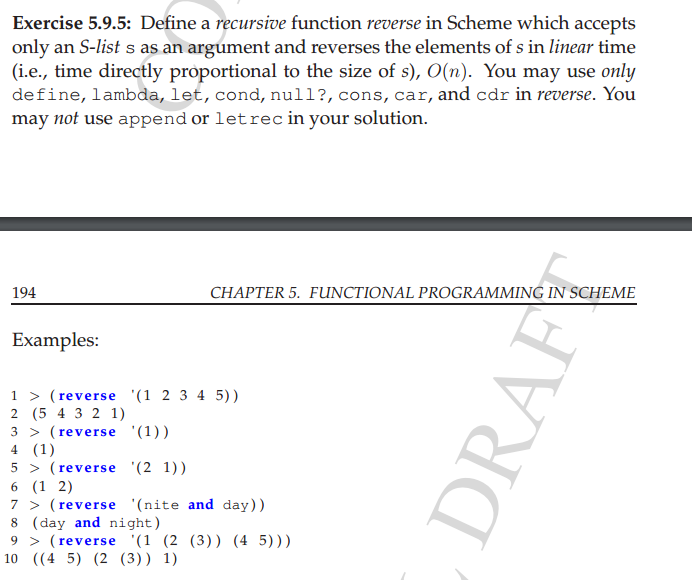 Solved Exercise 595 Define A Recursive Function Reverse 2909