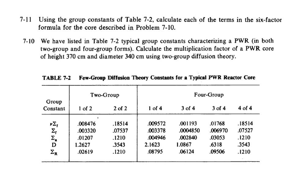 Using the group constants of Table 7-2, calculate | Chegg.com