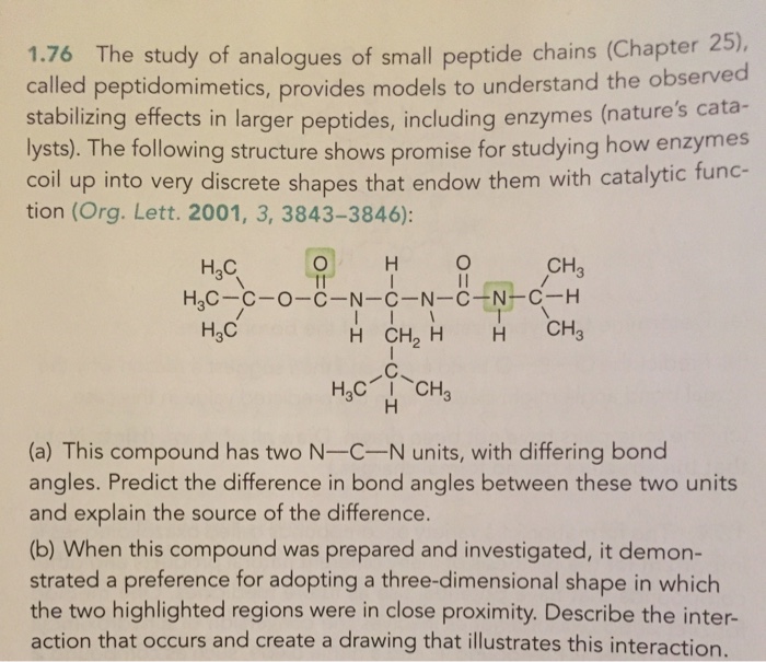 Solved The study of analogues of small peptide chains | Chegg.com