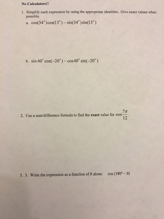 Solved Simplify each expression by using the appropriate | Chegg.com