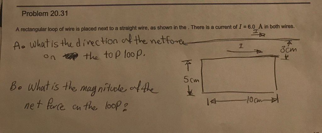 Solved Problem 20.31 A rectangular loop of wire is placed | Chegg.com