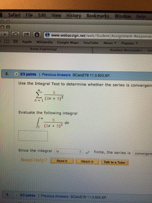 Solved Use the Integral Test to determine whether the series | Chegg.com