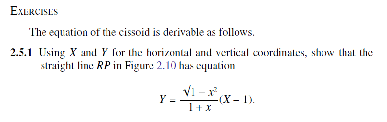 Solved EXERCISES The equation of the cissoid is derivable as | Chegg.com