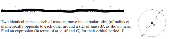 Solved Two identical planets, each of mass m, move in a | Chegg.com