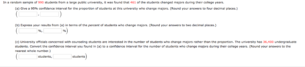 Solved In a random sample of 990 students from a large | Chegg.com