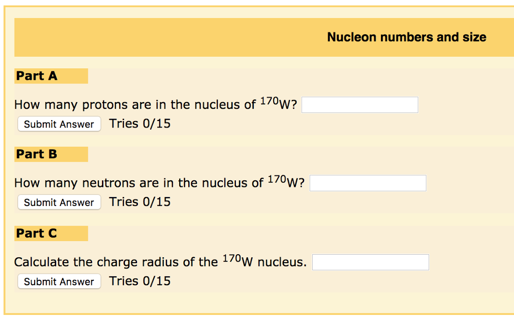 Solved Nucleon numbers and size Part A How many protons are | Chegg.com