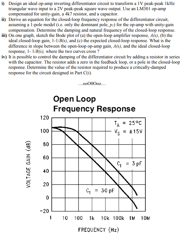 Solved i) Design an ideal op-amp inverting differentiator | Chegg.com