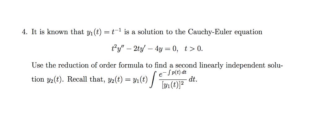 Solved It is known that y_1(t) = t^-1 is a solution to the | Chegg.com