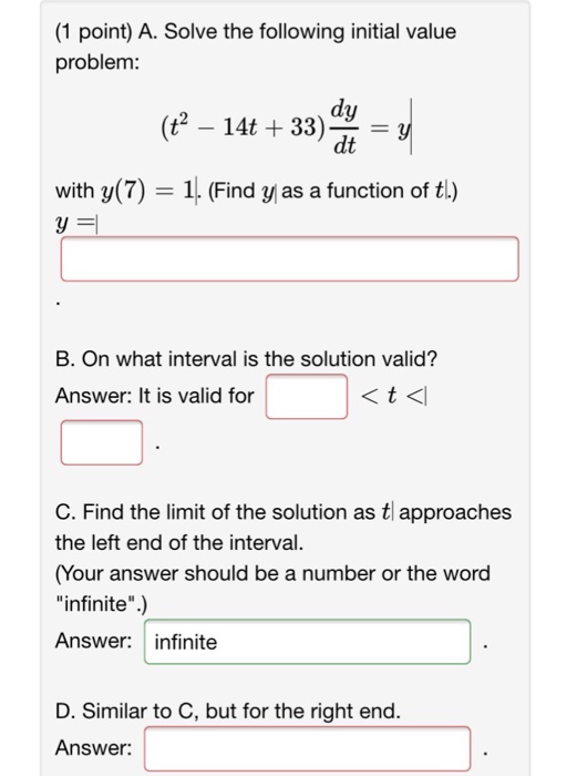 Solved Solve the following initial value problem: (t^2 - | Chegg.com