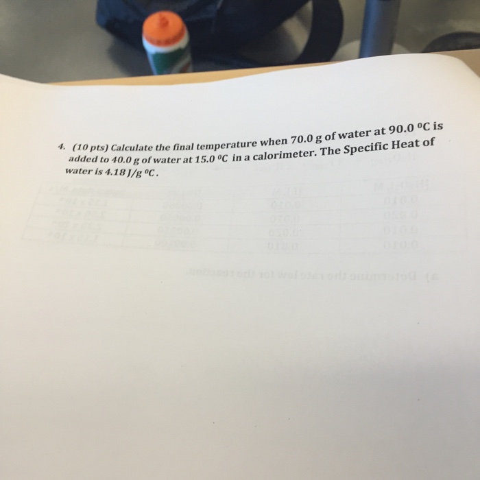 Solved Calculate the final temperature when 70.0 g of water | Chegg.com