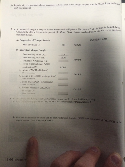 Experiment 10 Prelaboratory Assignment Vinegar | Chegg.com