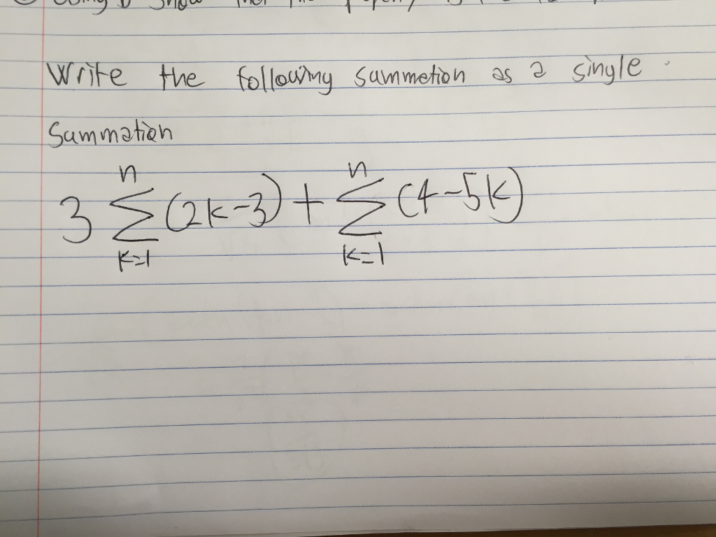 Solved Write The Following Summation As 2 Single Summation