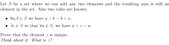 Solved Let S be a set where we can add any two | Chegg.com