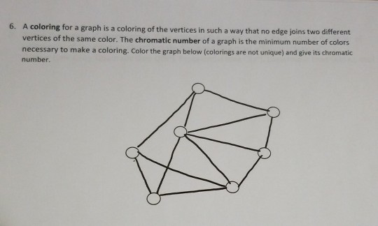 Solved 6. A coloring for a graph is a coloring of the | Chegg.com
